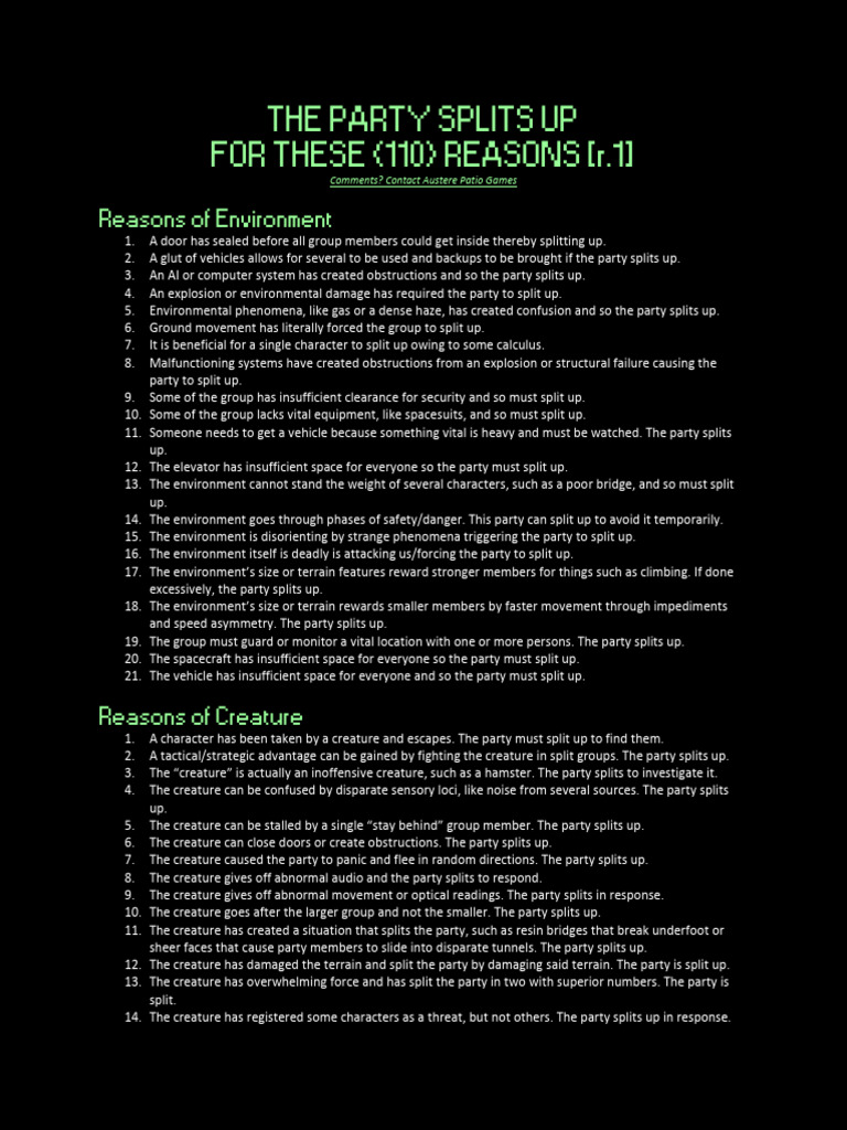 Reasons for Party Splitting Up | PDF | Information