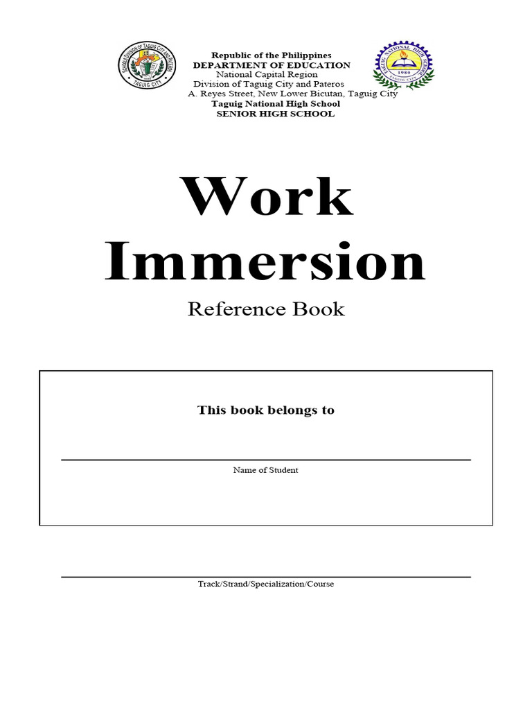 Work Immersion Guide for Students | PDF | Metro Manila | Psychology