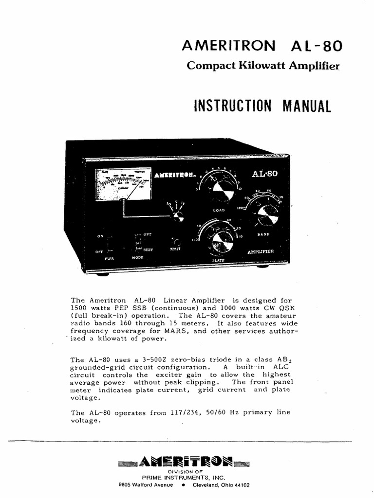 AMERITRON AL 80 User Manual | PDF
