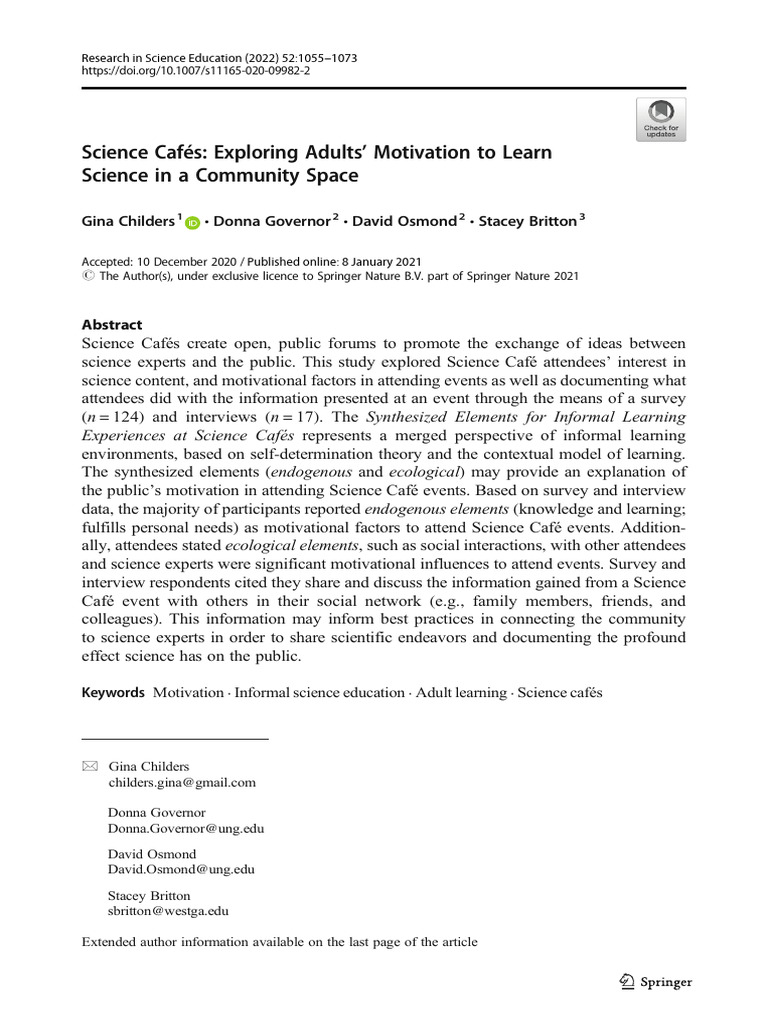 Science Cafes Pub 2022 | PDF | Science | Learning
