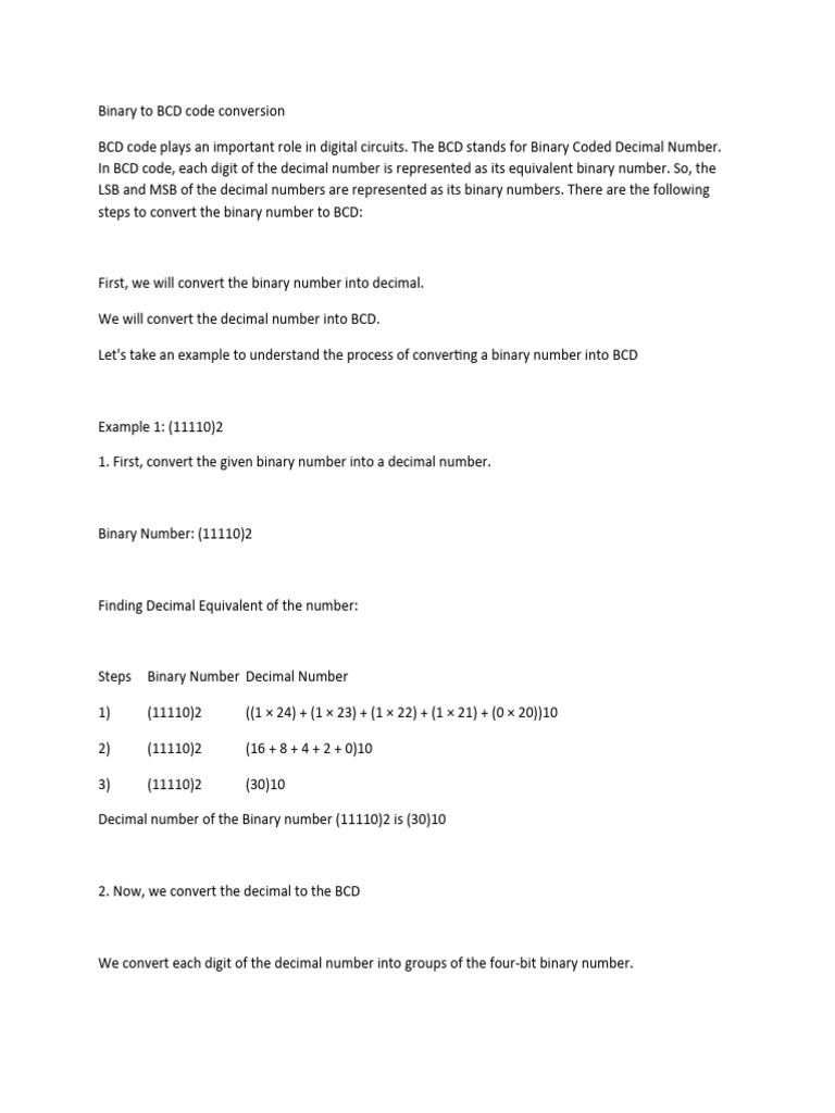 Binary To BCD C-WPS Office | PDF | Binary Coded Decimal | Mathematics