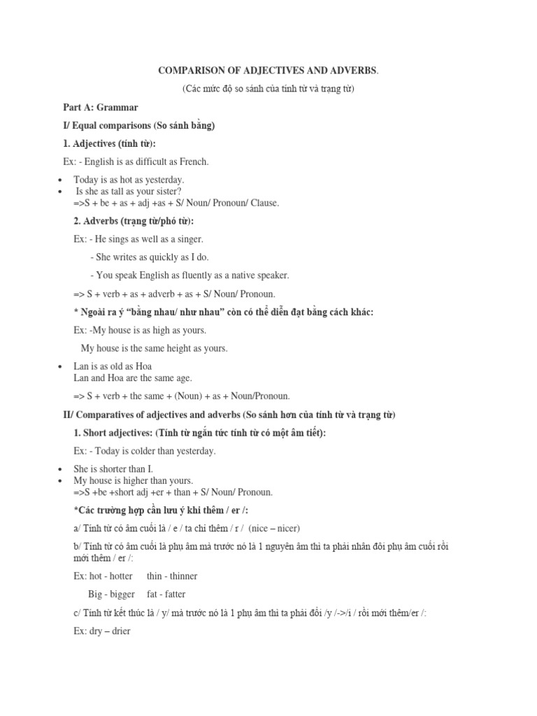 Comparison of Adjectives and Adverbs | PDF