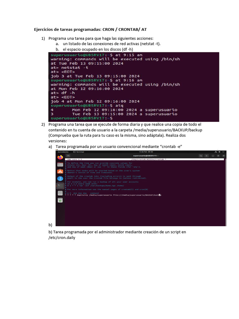 Ejercicios UD10-tareas-programadas 2 | PDF