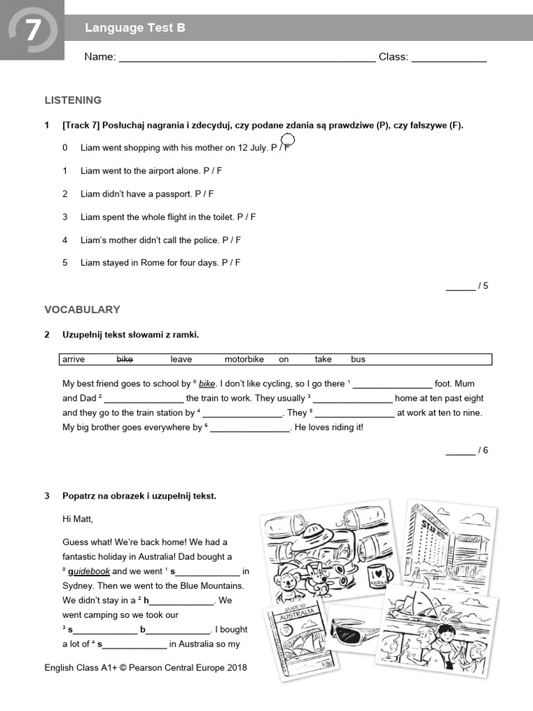 EC - A1P - Language Test 7B | PDF