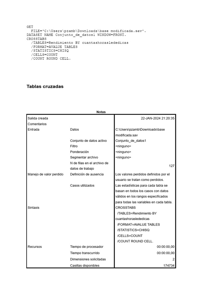 OUTPUT - Doc 1.0M | PDF | Prueba de ji cuadrado | Estadísticas