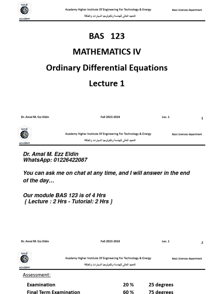 BAS 123 Lec 1 2024 | PDF | Equations | Nonlinear System