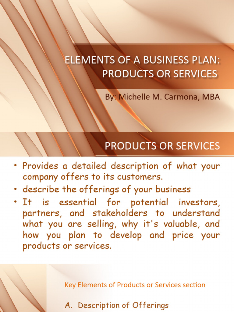Key Elements of Products & Services Plan | PDF | Pricing | Private Sector
