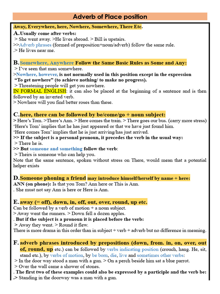 Adverbs Position | PDF | Verb | Adverb