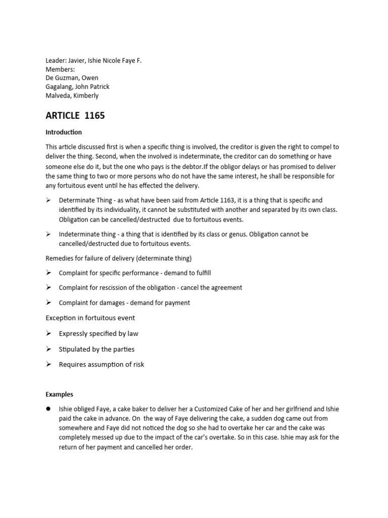 Article 1165 Midterm-Requirements | PDF | Consent | Law Of Obligations