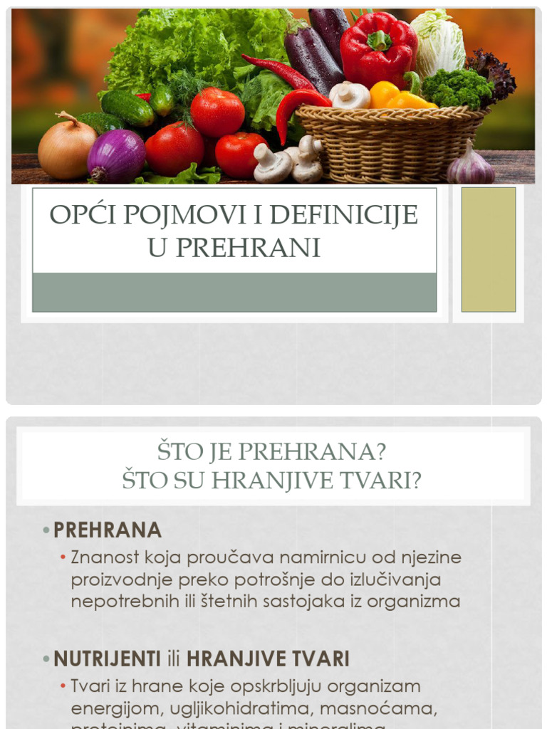 1 Opći Pojmovi I Definicije U Prehrani | PDF