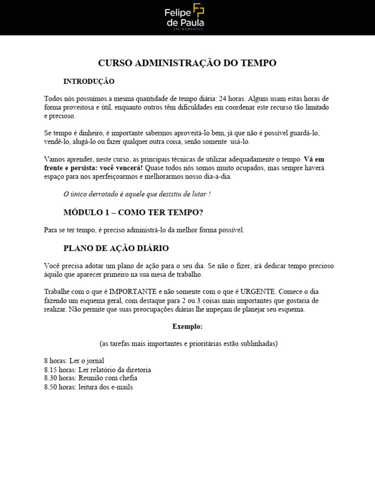 E-Book Adm Do Tempo | PDF | Tempo | Marketing