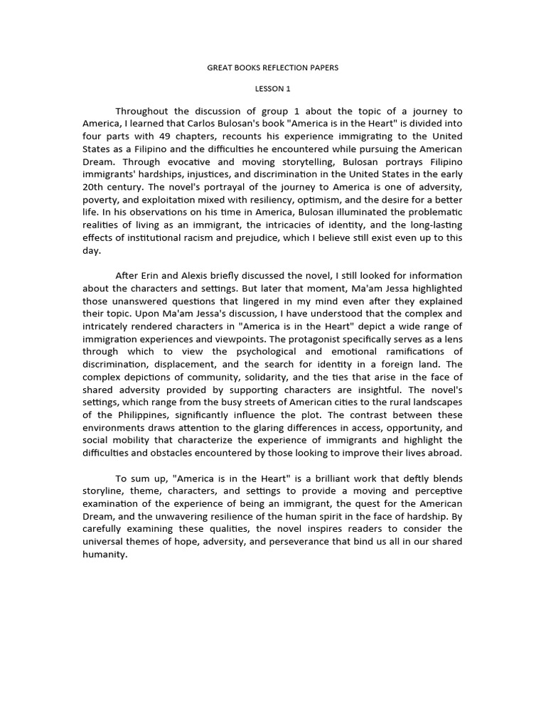 Great Books Reflection Papers | PDF | Narration | Narrative