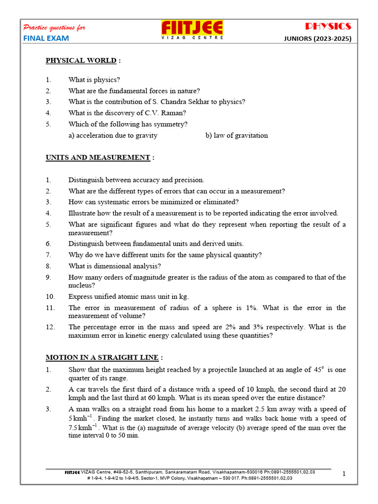 Physics Final Exam Practice Questions | PDF | Gases | Force