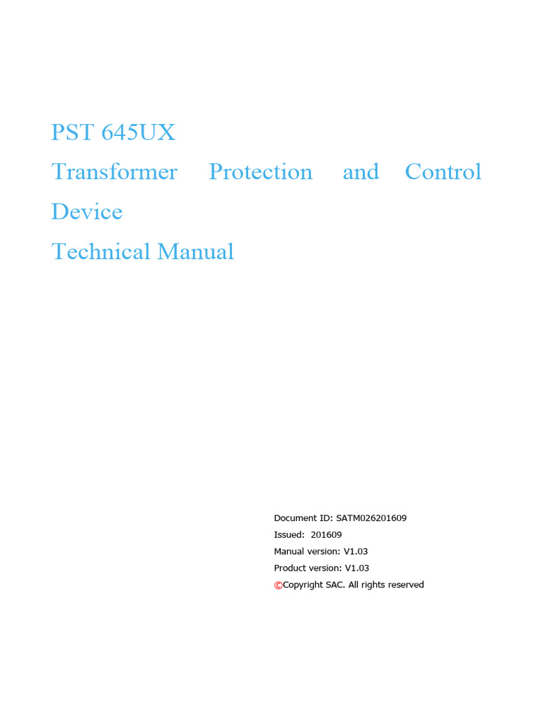 PST 645UX Transforemer Protection and Control Devices | PDF ...