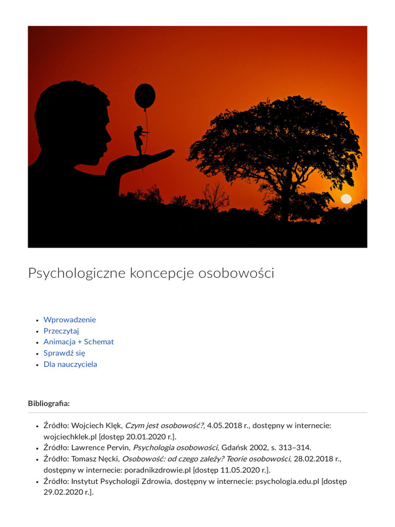 Psychologiczne Koncepcje Osobowosci | PDF