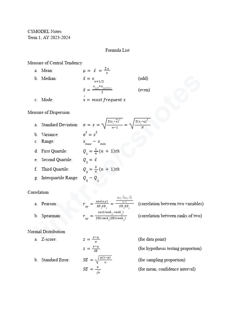 Csmodel Notes | PDF | Sampling (Statistics) | Data