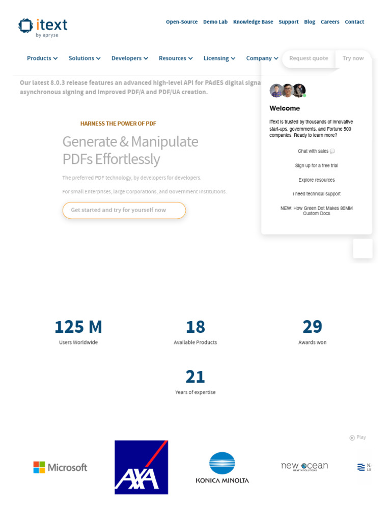 The Leading PDF Library For Developers - Itext | PDF | Open Source | Computing