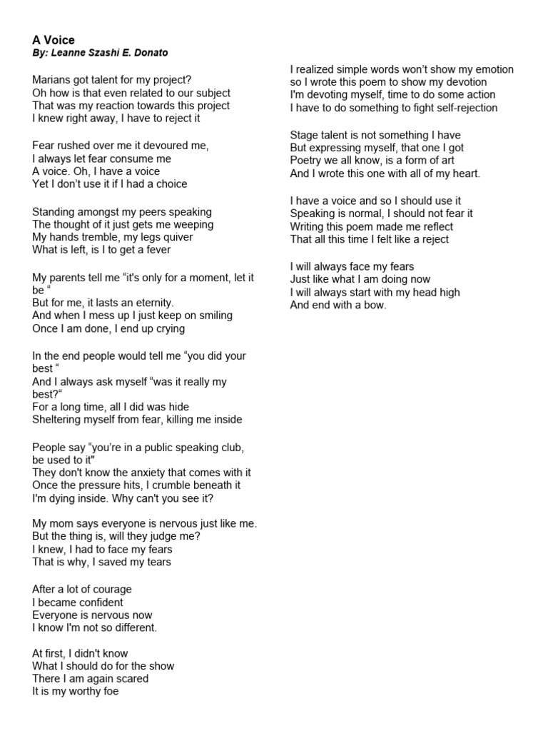 A Voice Poem For English Pdf