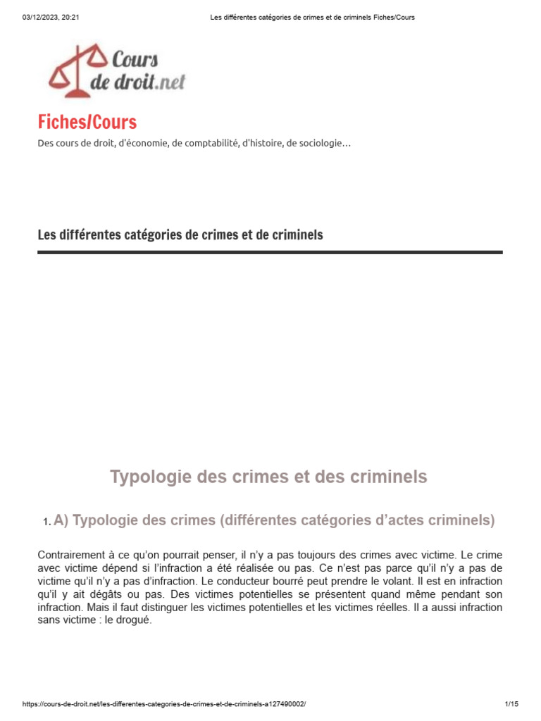 Typologie des crimes et criminels | PDF | Crimes | Crime et violence
