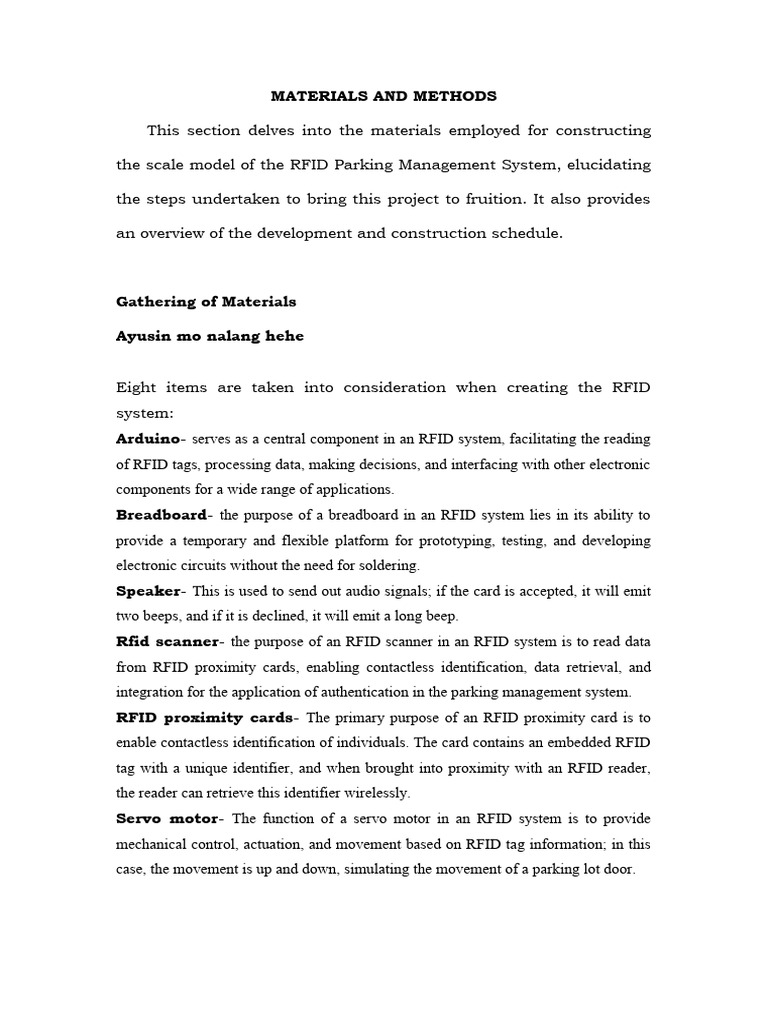 Materials and Methods | PDF | Radio Frequency Identification | Electrical Engineering