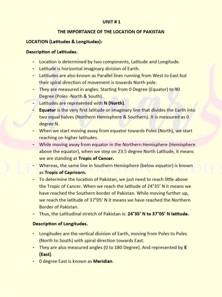Geographic Location of Pakistan | PDF | Latitude | Equator