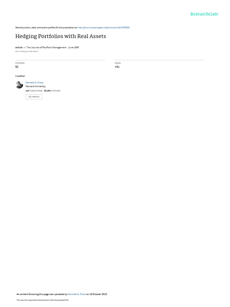 Hedging Portfolios With Real Assets | Download Free PDF | Hedge (Finance) | Inflation