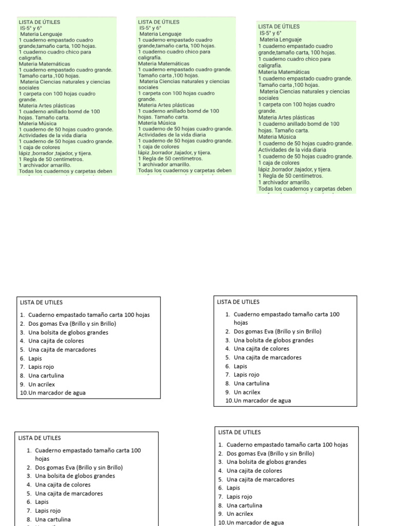 Lista de Utiles | PDF
