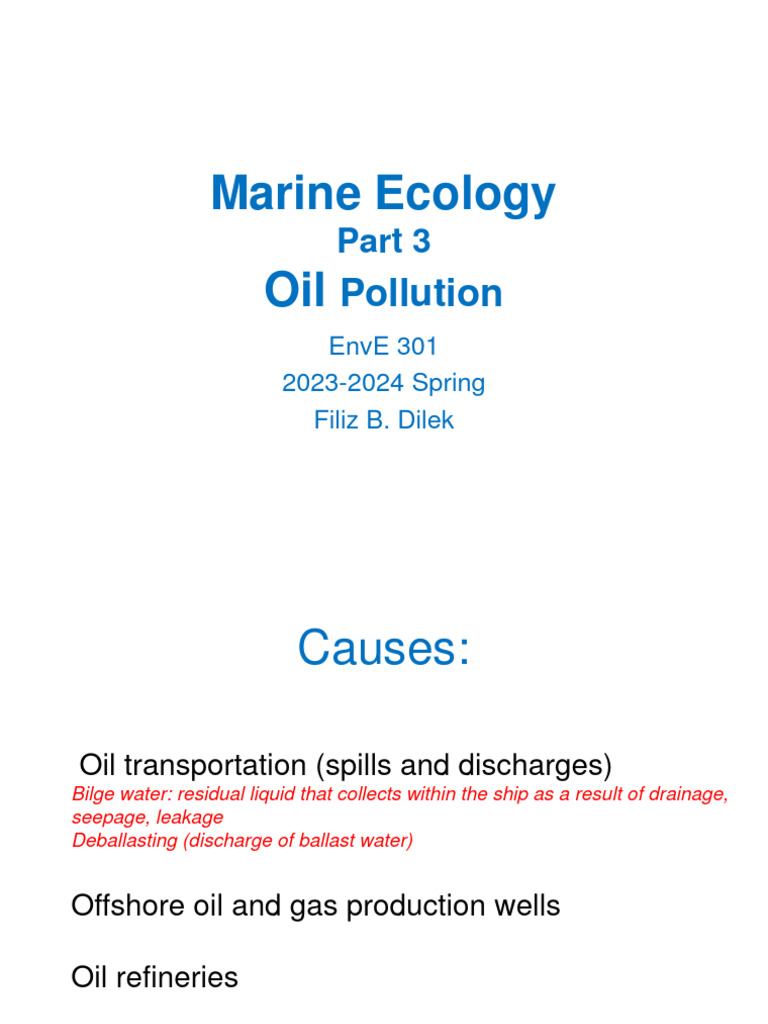 Oil Pollution in Marine Ecology | PDF | Oil Spill | Emulsion