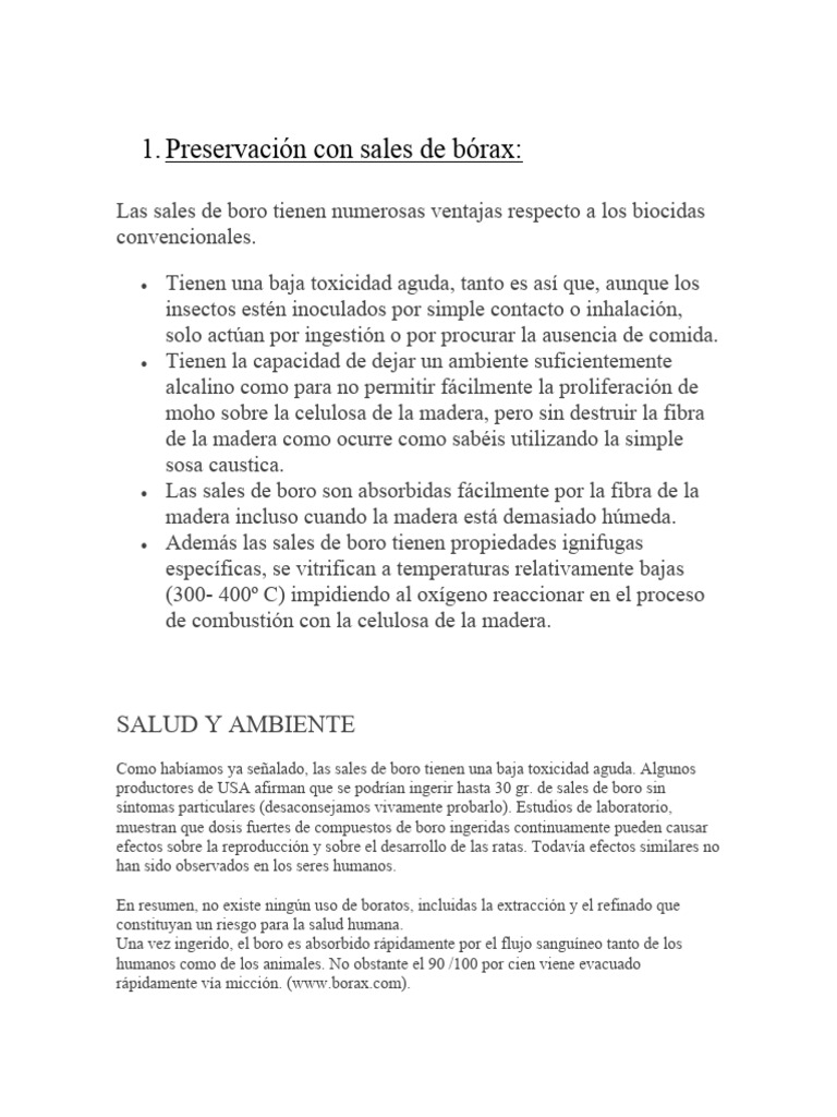 Preservación Con Sales de Bórax | PDF | Boro | Insectos