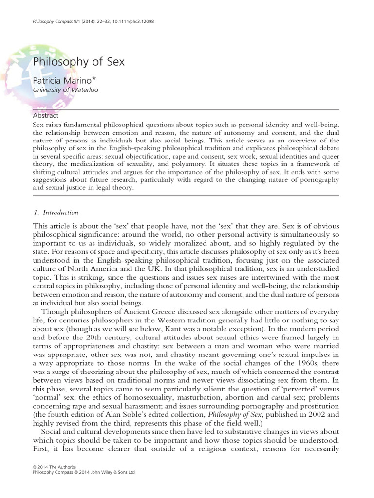 Marino 2014 Philosophy of Sex | PDF | Polyamory | Rape