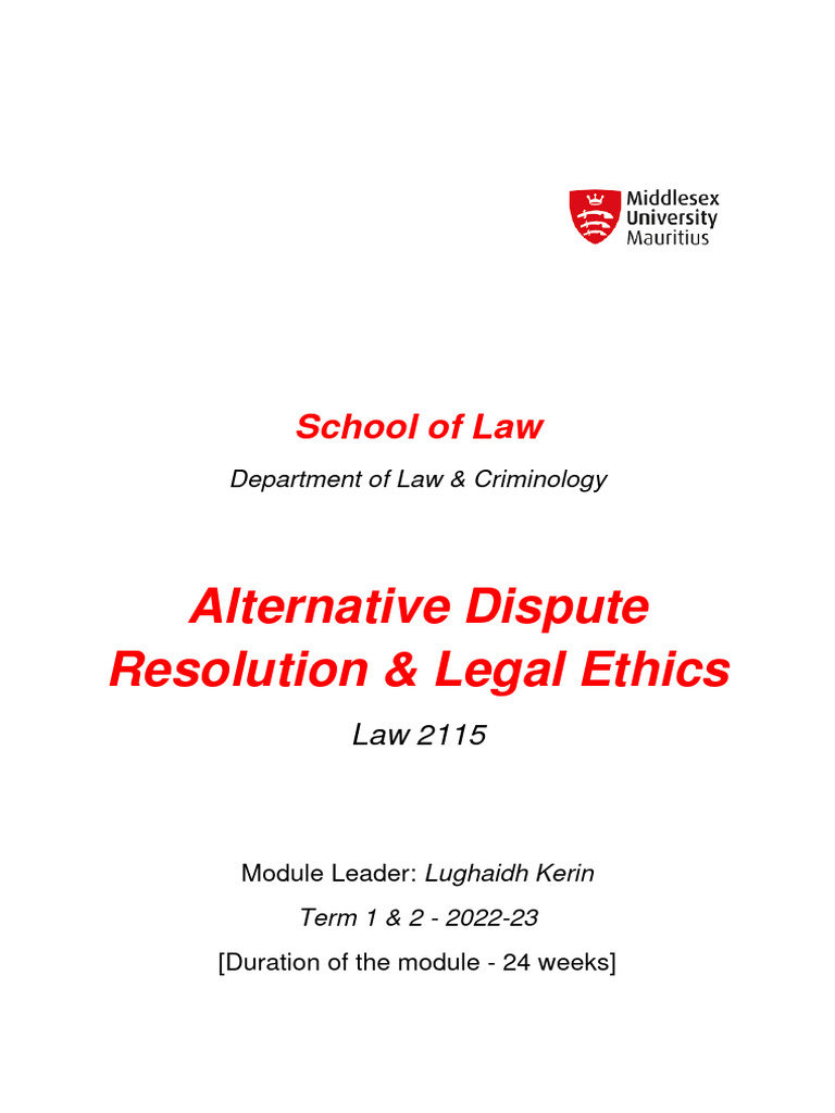 Module Handbook Law 2115 | PDF | Mediation | Alternative Dispute Resolution