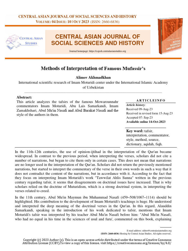 Methods of Interpretation of Famous Mufassir's | PDF | Quran | Islam