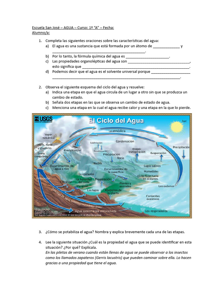Características y ciclo del agua | PDF | Ciencia y matemáticas
