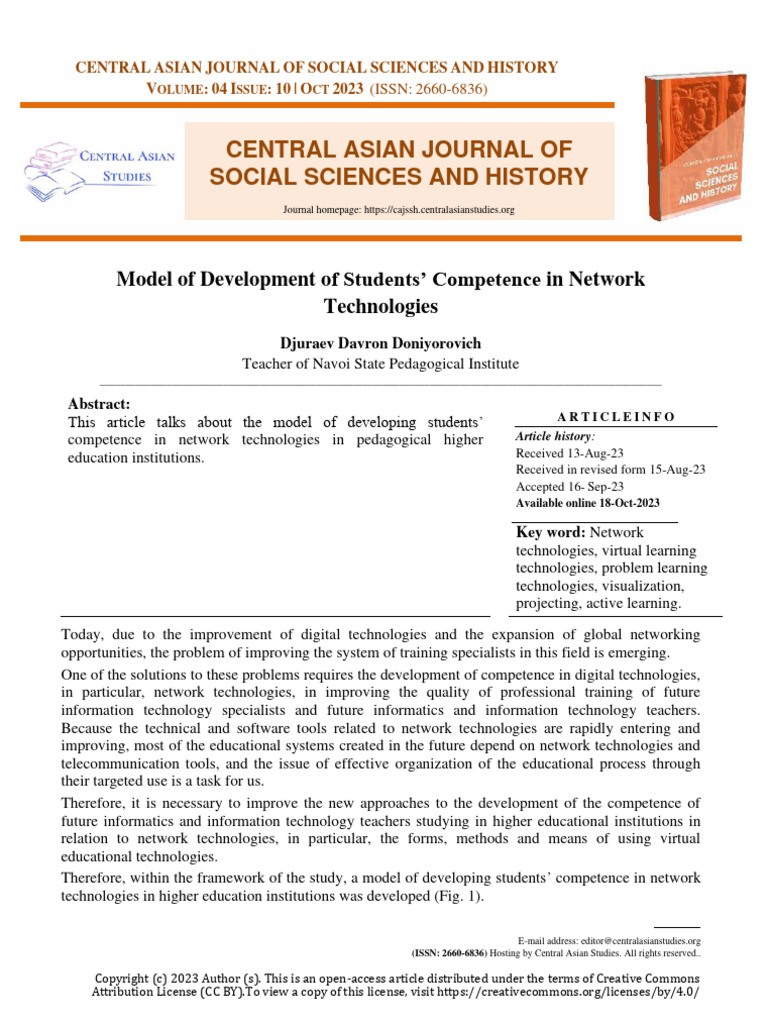 Model of Development of Students' Competence in Network Technologies ...