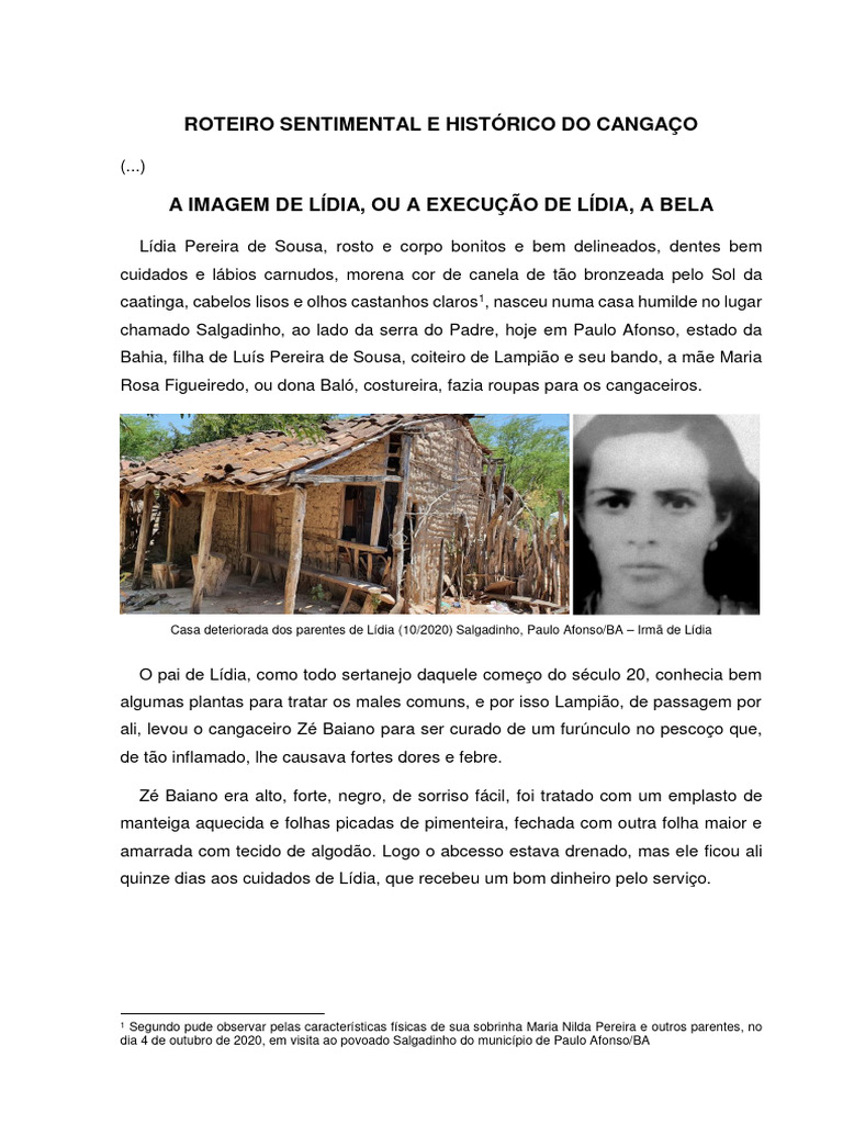 A Tragédia de Lídia, A Mais Bela Cangaceira | PDF