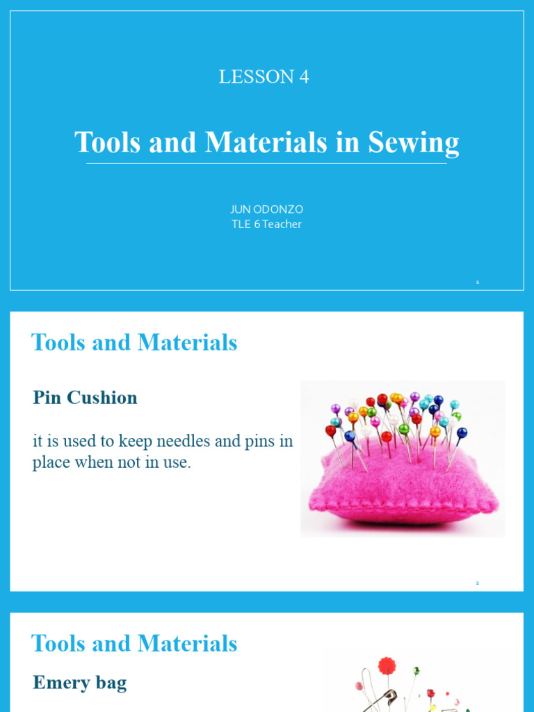 HE LESSON 4-D Tools and Materials in Sewing | PDF