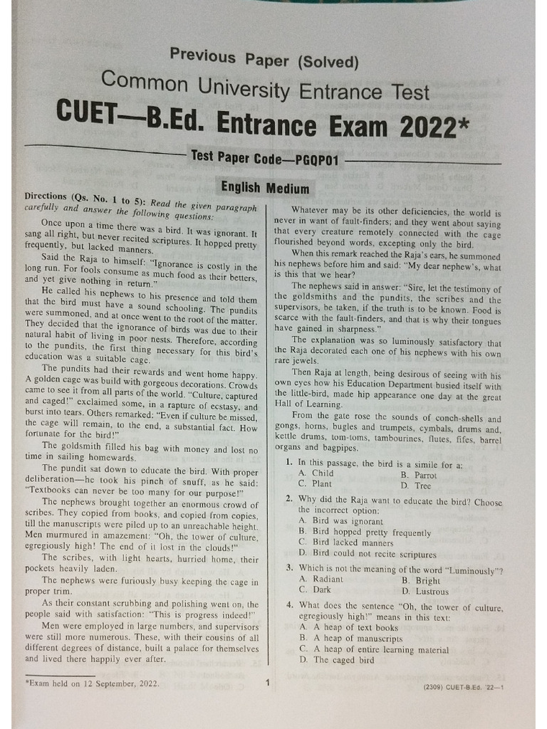 B Ed 2021 Central Bed Pdf