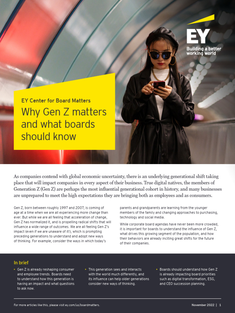 Ey Why Gen Z Matters and What Boards Should Know | Download Free PDF | Employment | Governance