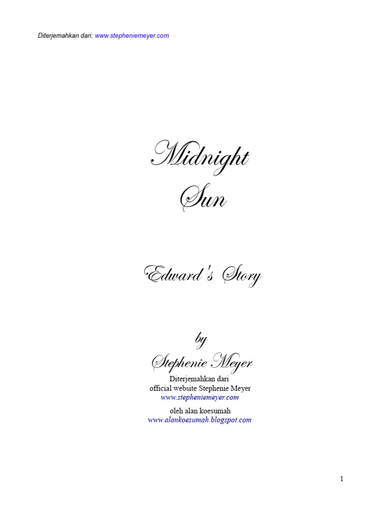 Midnight Sun: Edward's Story | PDF | Fiksi Misteri, Thriller, & Kejahatan
