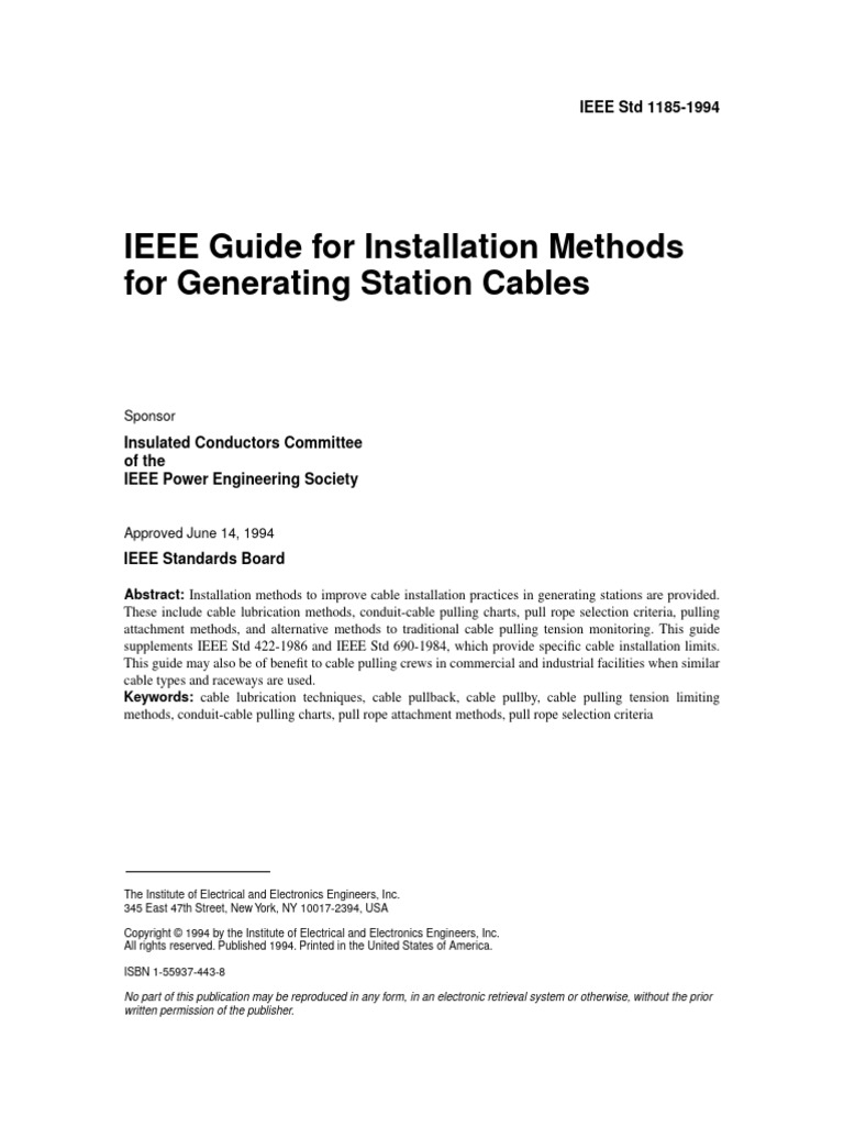 IEEE Guide For Installation Methods For Generating Station Cables | PDF ...