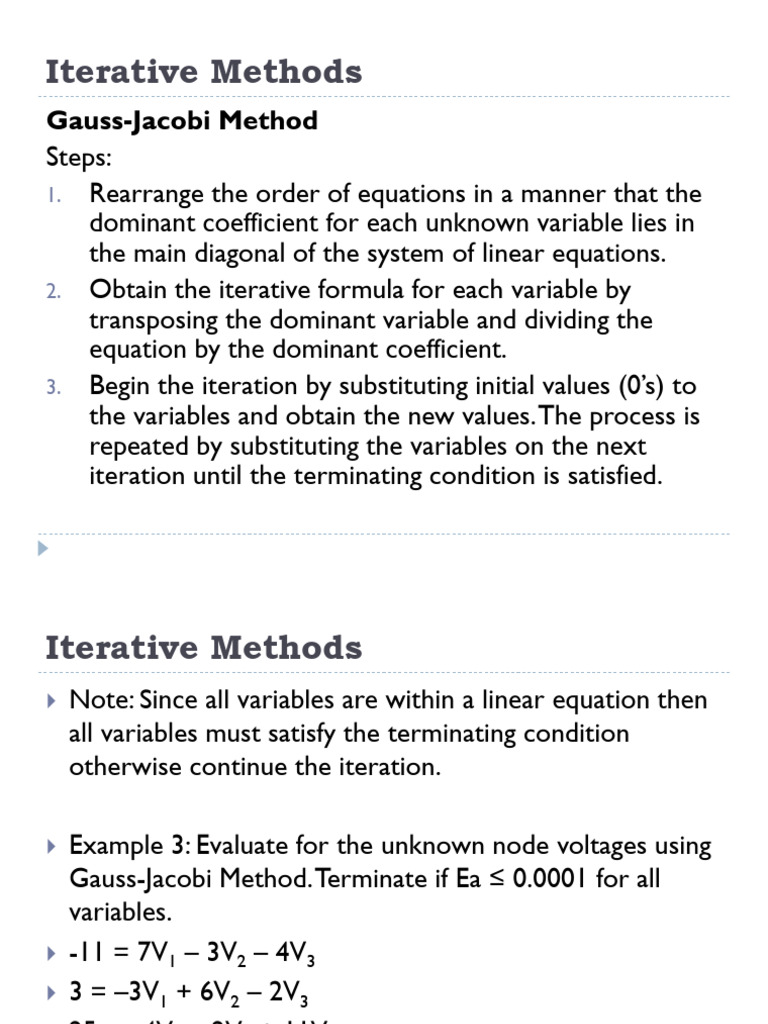 Iterative Solutions To Linear Equations | PDF