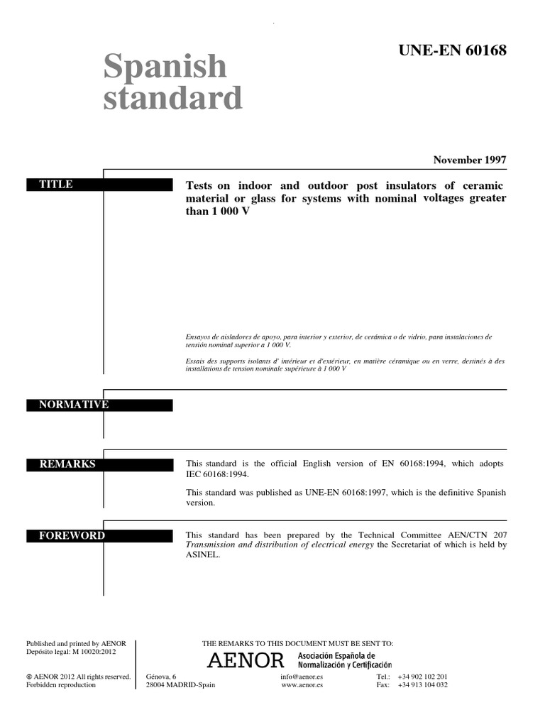 Iec 60168 1997 Test On Indoor And Outdoor Post Insulators Of Ceramic