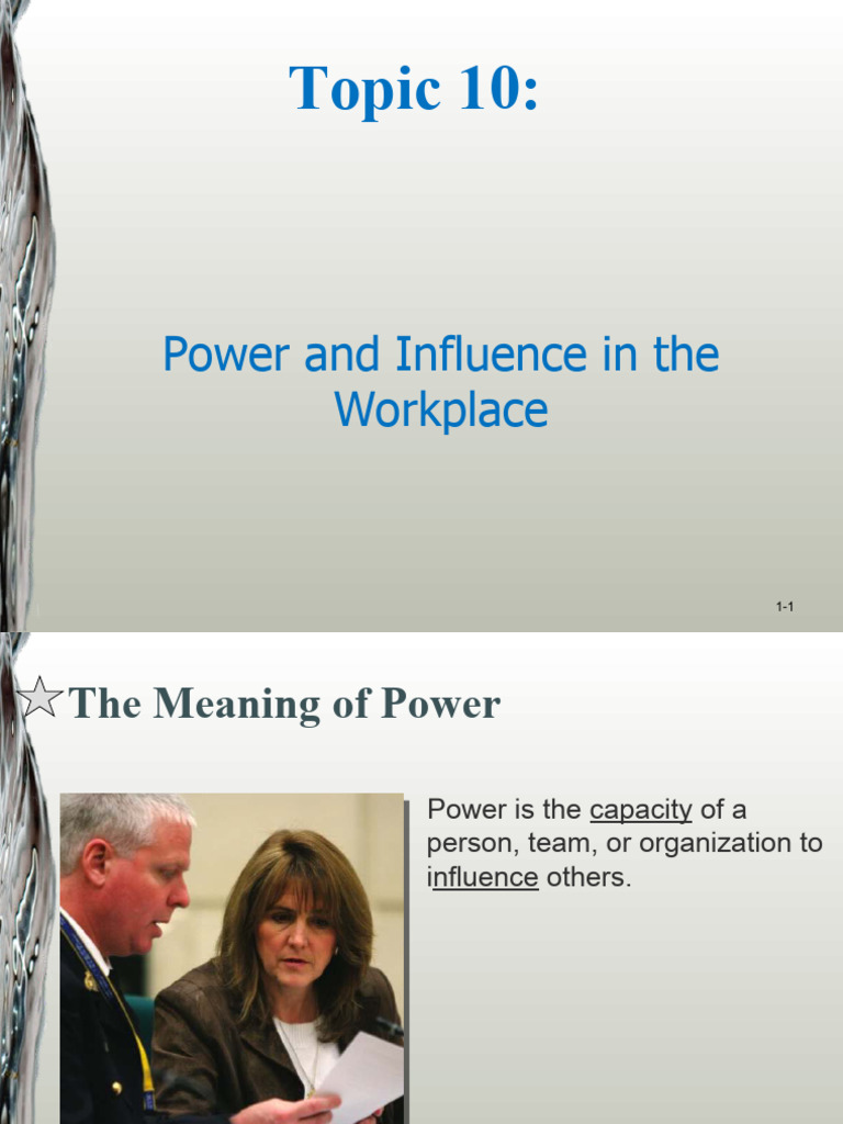 Topic 10 Power and Influence in The Workplace | PDF | Power (Social And ...