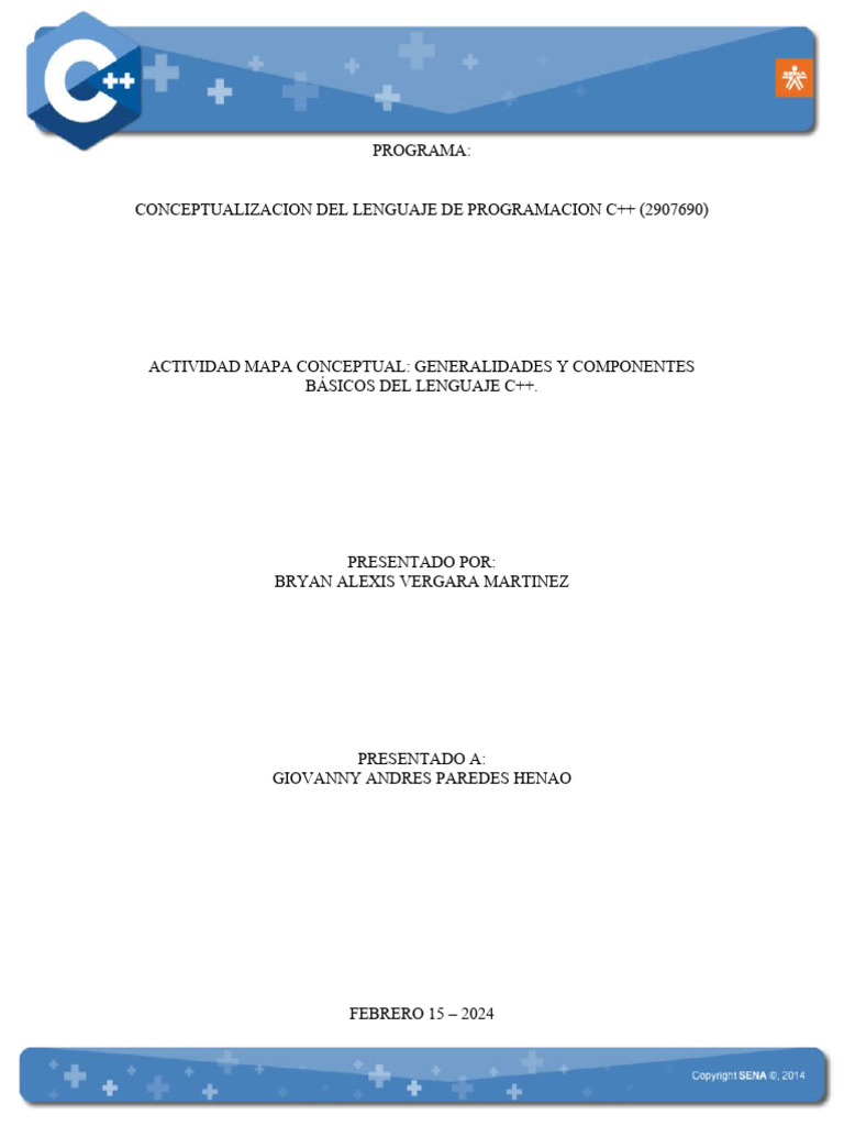 Mapa Conceptual Generalidades y Componentes Básicos Del Lenguaje C++ ...