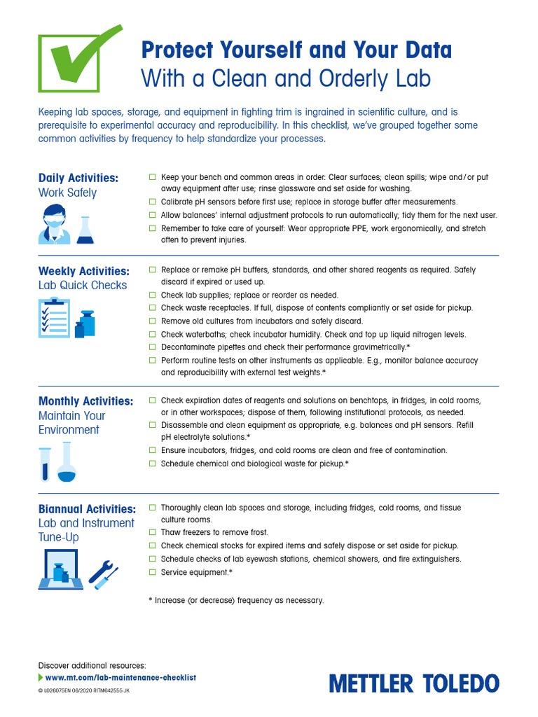 Tidy Lab Organization Checklist | PDF | Refrigerator | Physical Sciences