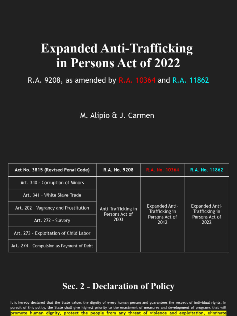 Expanded Anti-Trafficking in Persons Act of 2022 | PDF | Human ...