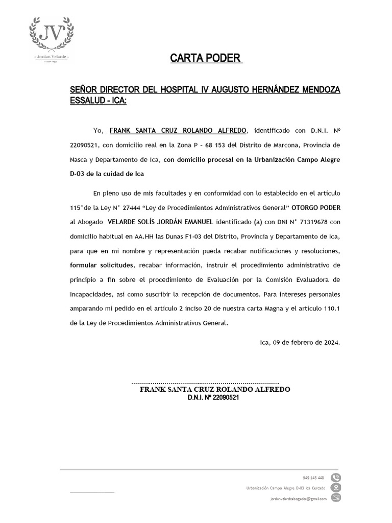 Carta Poder Simple | PDF | Gobierno | Justicia