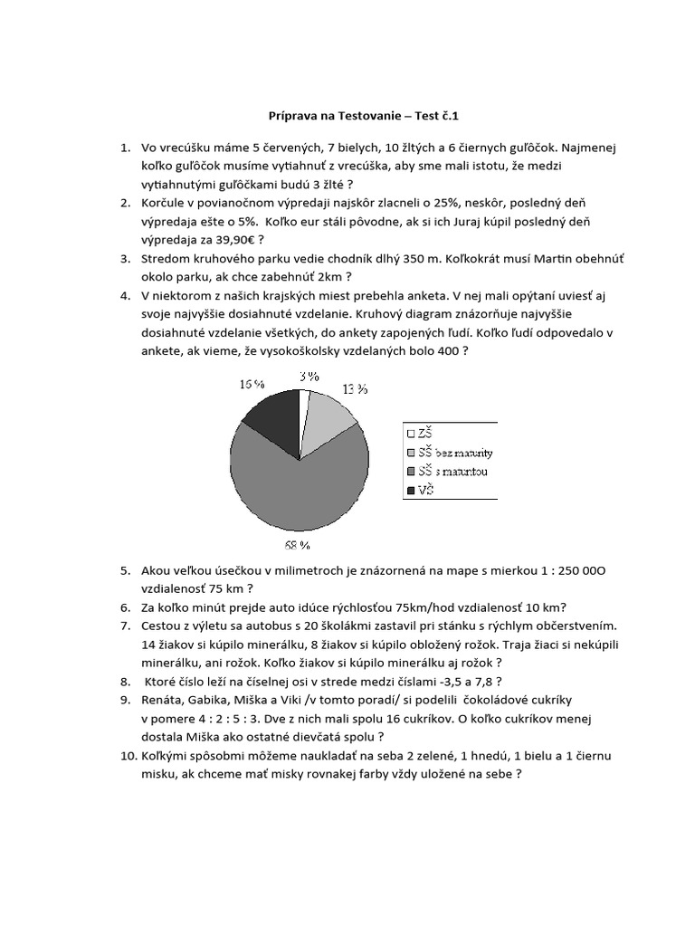 Príprava Na Testovanie - Test č.1 | PDF