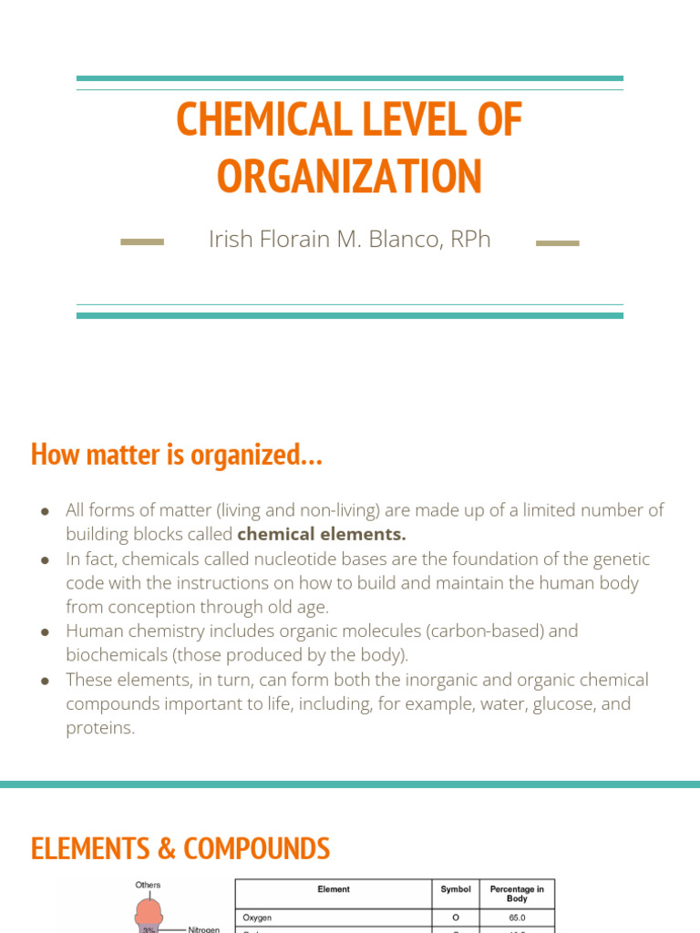 Chemical Level of Organization | PDF | Chemical Bond | Ion