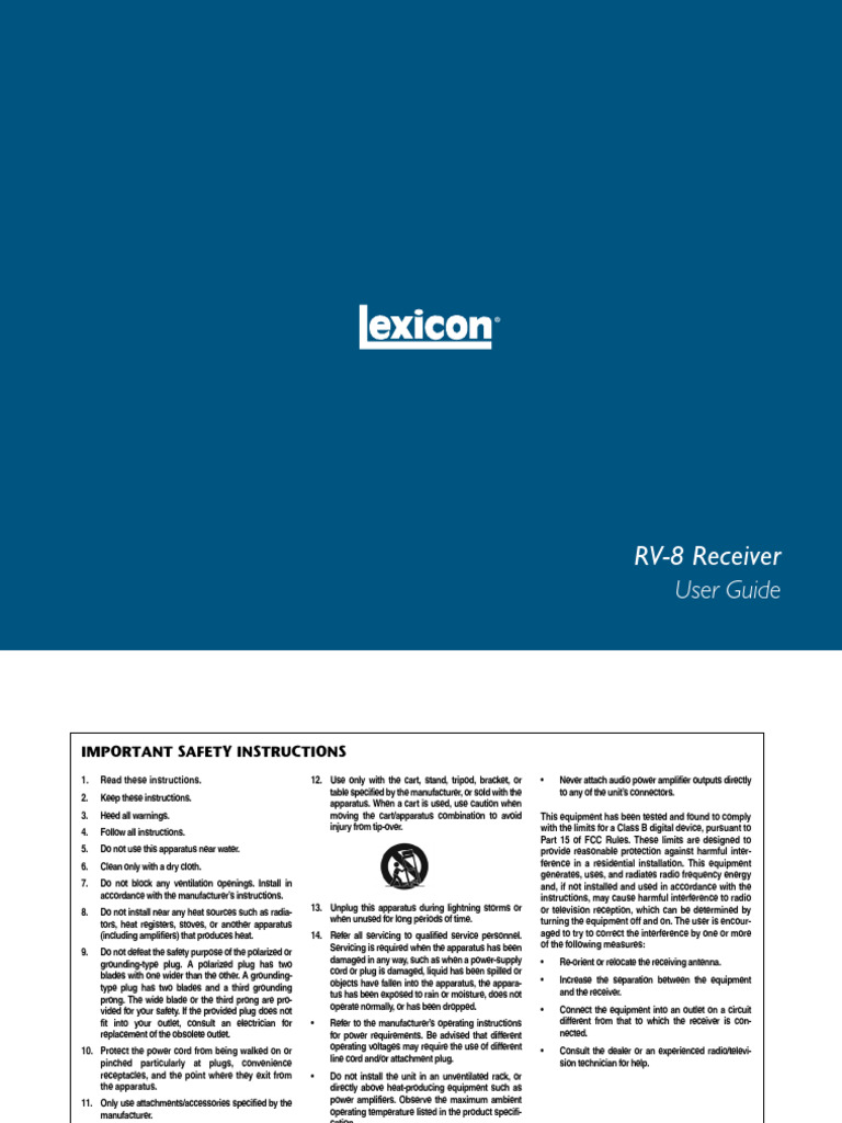 Hfe Lexicon rv-8 en | PDF | Video | Ac Power Plugs And Sockets